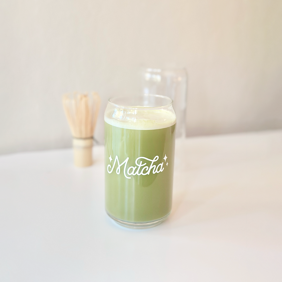 Matcha glass cup – Half Sugar Less Ice